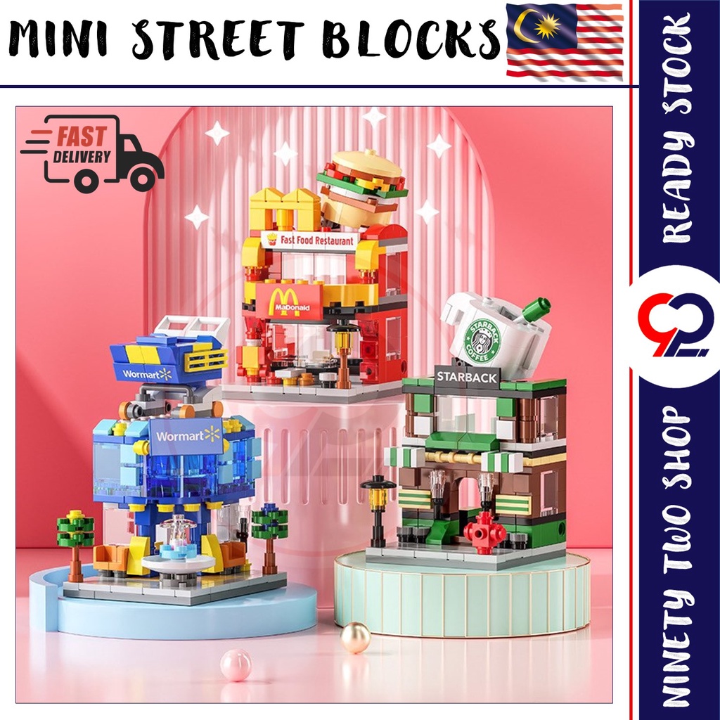 City Street View Building Blocks House Shop 3D Model Educational Toys ...