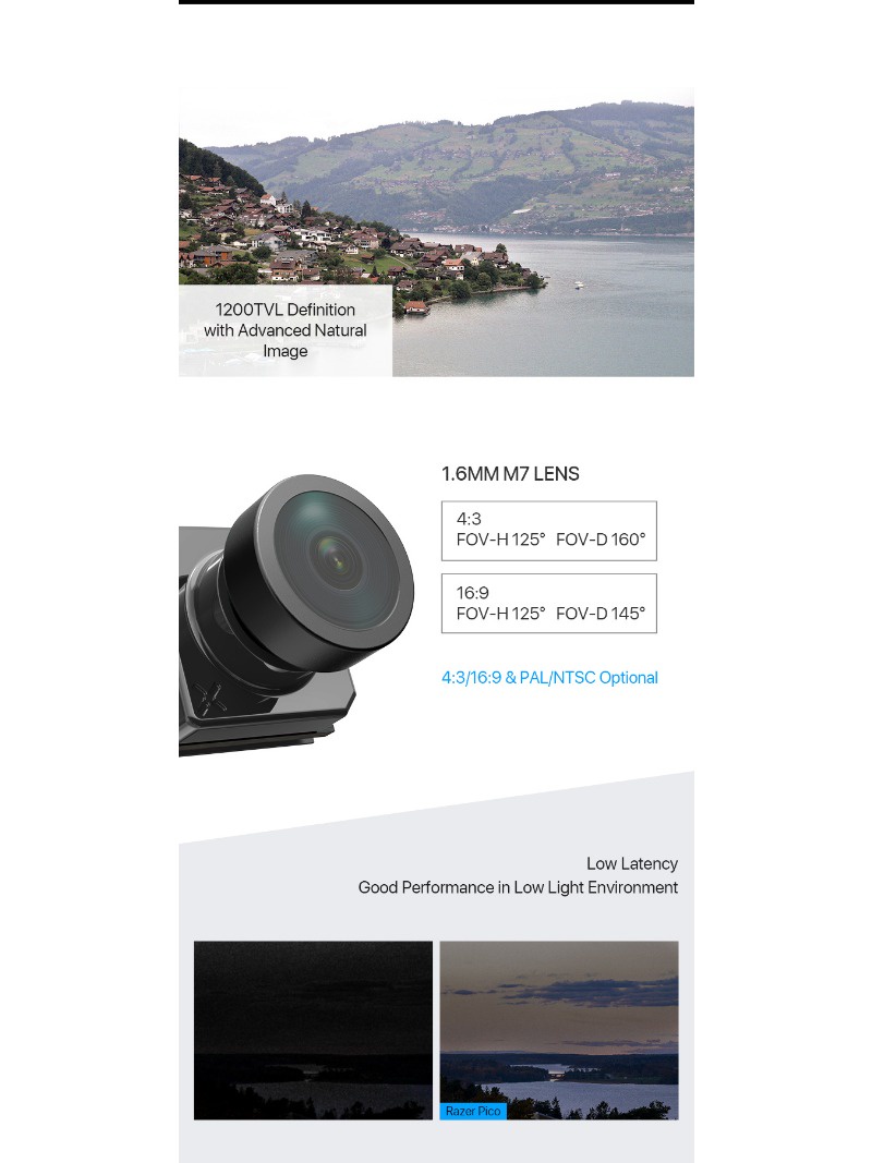 New Foxeer Razer Pico 1200TVL 12*12mm 1/3" big sensor 18mm M7 LENS PAL ...