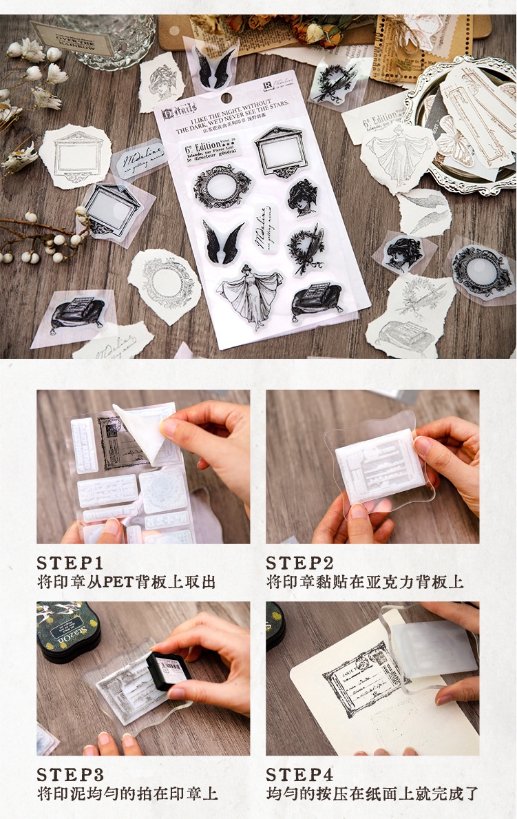 ENWEI 1 Pc [Camellia Series] Junk Journal Seal Silica Gel Stamp ...