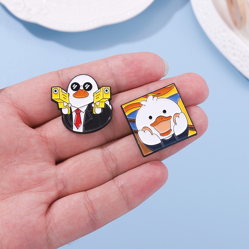 Cute Duck Enamel Pin Animal Brooches Funny Little Yellow Duck Brooch ...