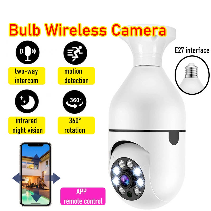 1080P HD Bulb Camera A6 E27 Wireless 360° Rotating CCTV Wifi Security ...