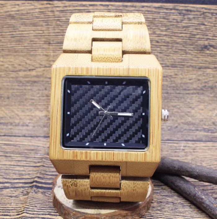 Solid Wood Bamboo Watch Men's Watch Top High-end Fashion Rectangular ...