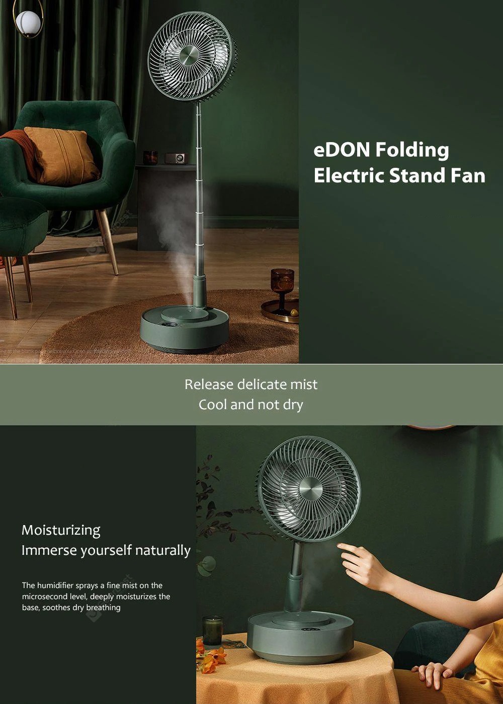 Youpin EDON Folding Electric Purification Fan Air Cooling Fan ...