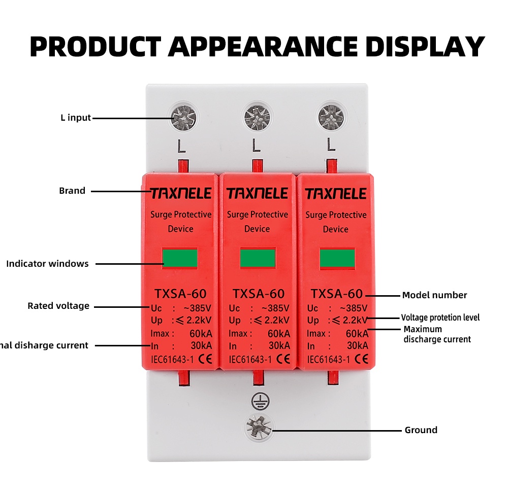 SPD 3 Phase Surge Protector Low Voltage AC Distribution Household ...