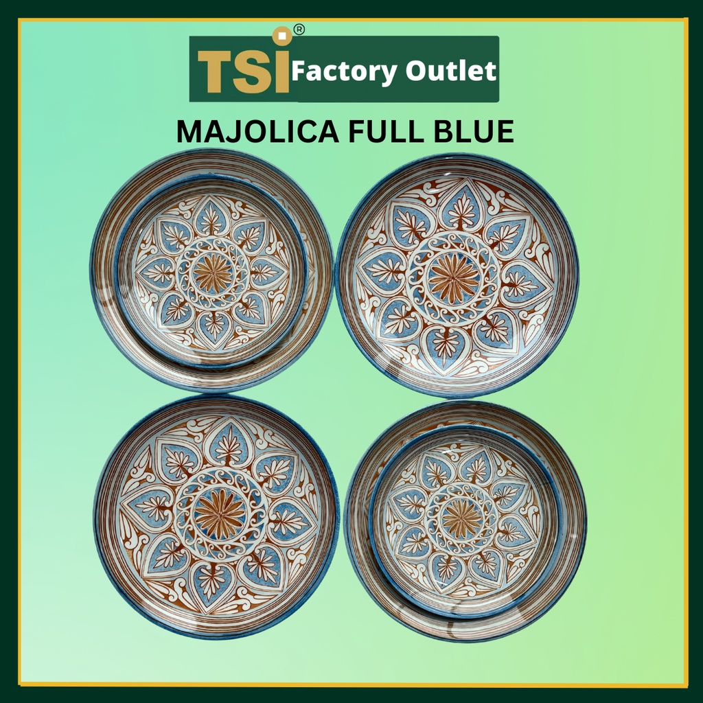 CLAYTAN BASIC SET - MAJOLICA FULL BLUE Ceramic Pinggan Mangkuk Makan ...