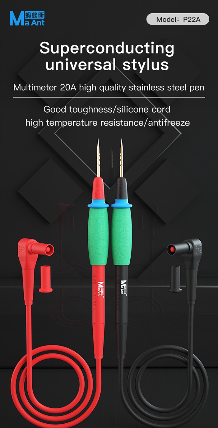 MaAnt 1000V 20A Universal Multimeter Test Leads Soft silicone Cable ...
