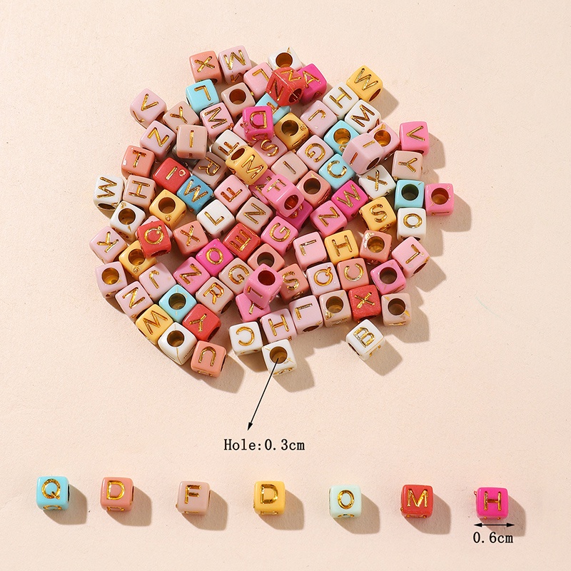 100pcs 6mm Chocolate Color Square Letter Acrylic Beads Cube Alphabet ...