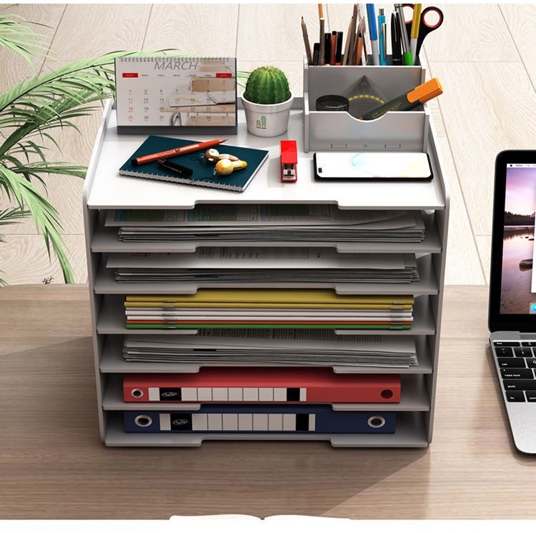 Multi Layers Magazine Holder Newspaper Rack Stationery Storage Box Desk ...