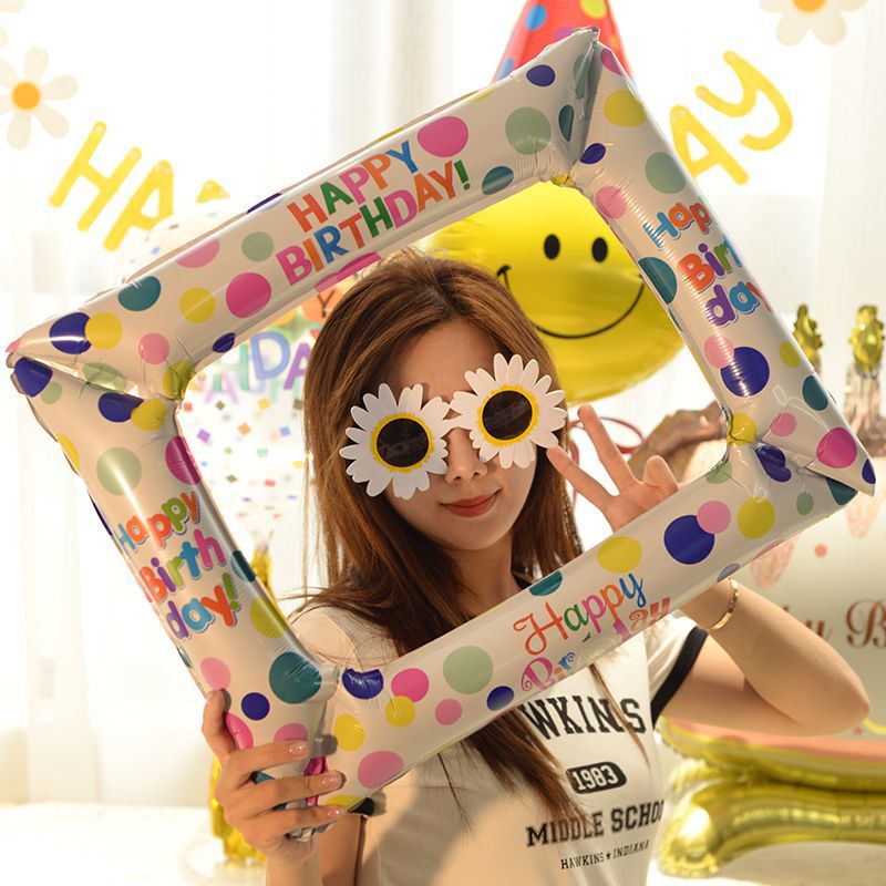 Happy Birthday Balloon Photo Frame Props Birthday Kids Party ...