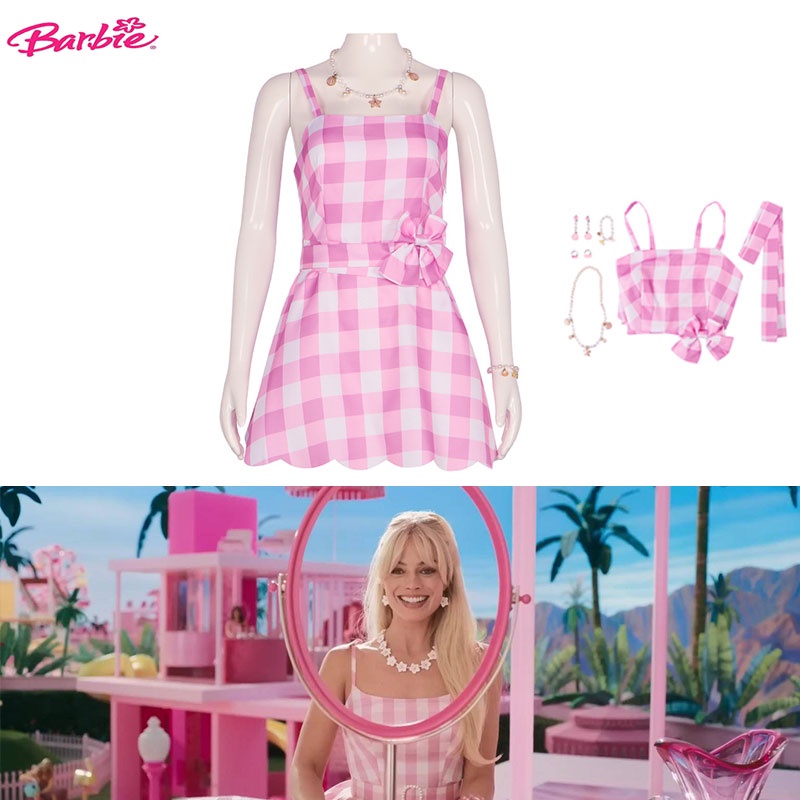 Movie Barbie Cosplay Costume Set Barbie Pink Dress Woman Halloween Role ...