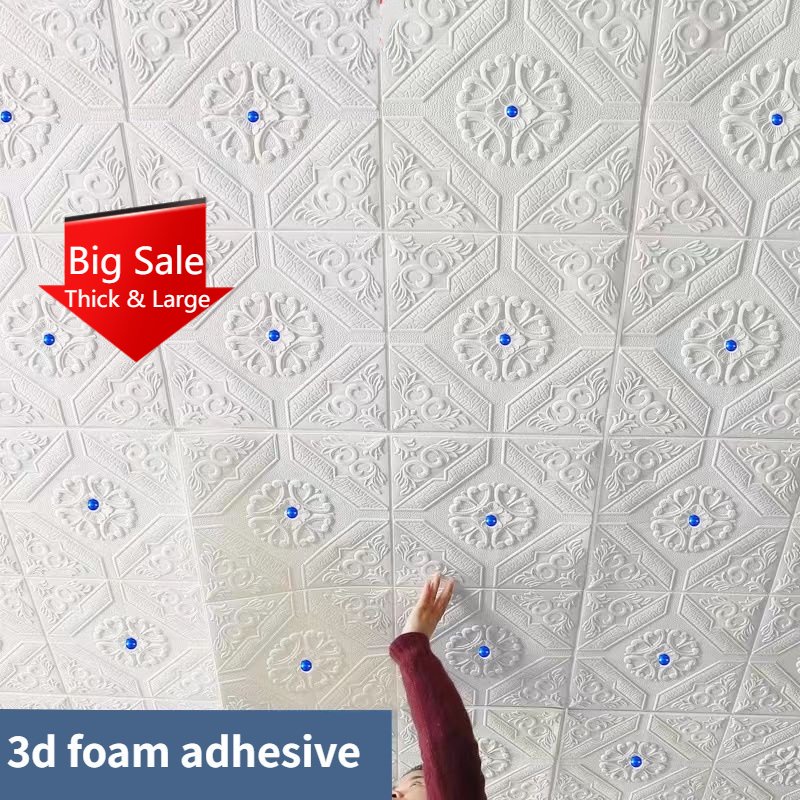Foam 3D Wallpaper Adhesive Design Wall Paper Dinding Wall Sticker ...