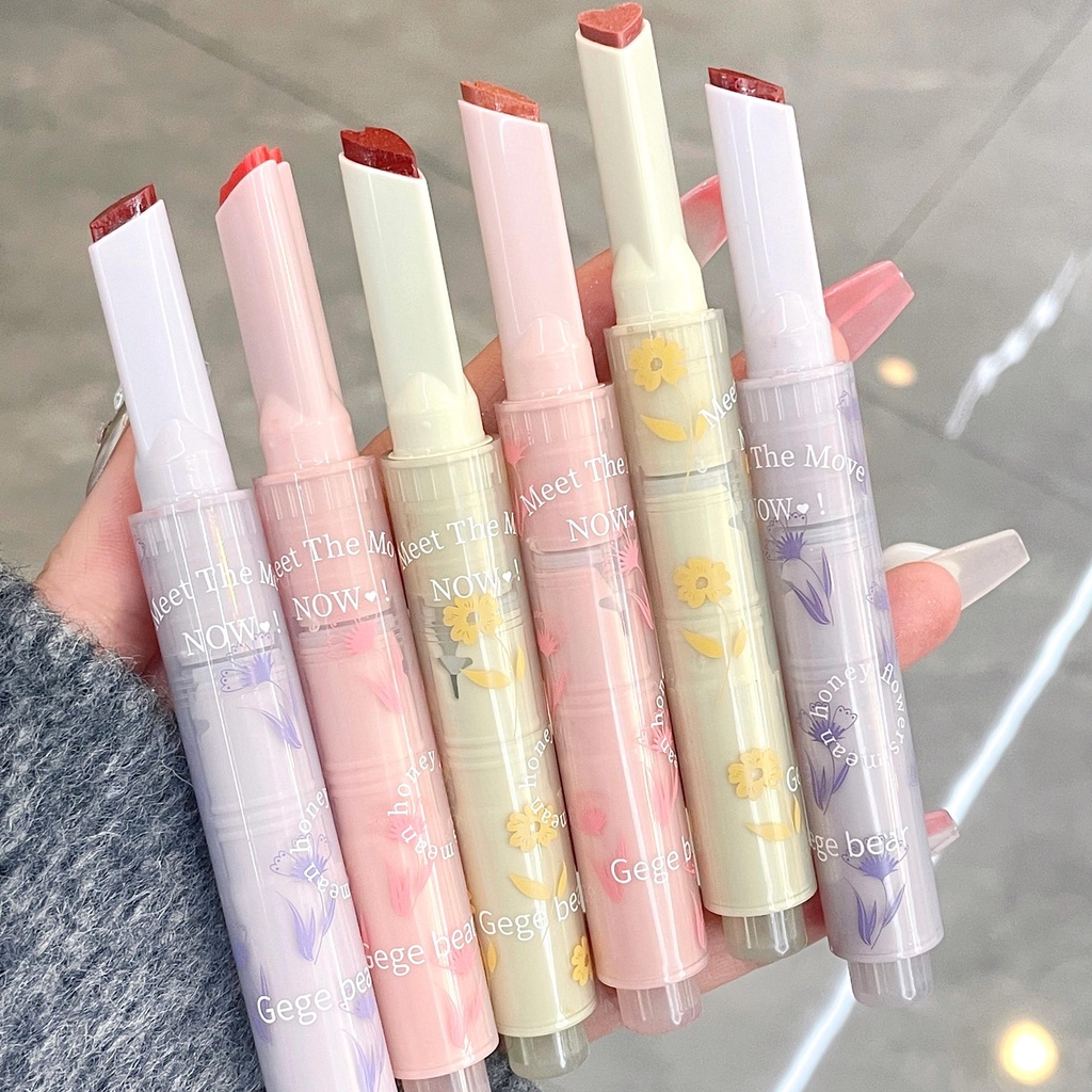 Gege bear Flower Jelly Lipstick Luminous Hydrating Lipstick Lasting ...
