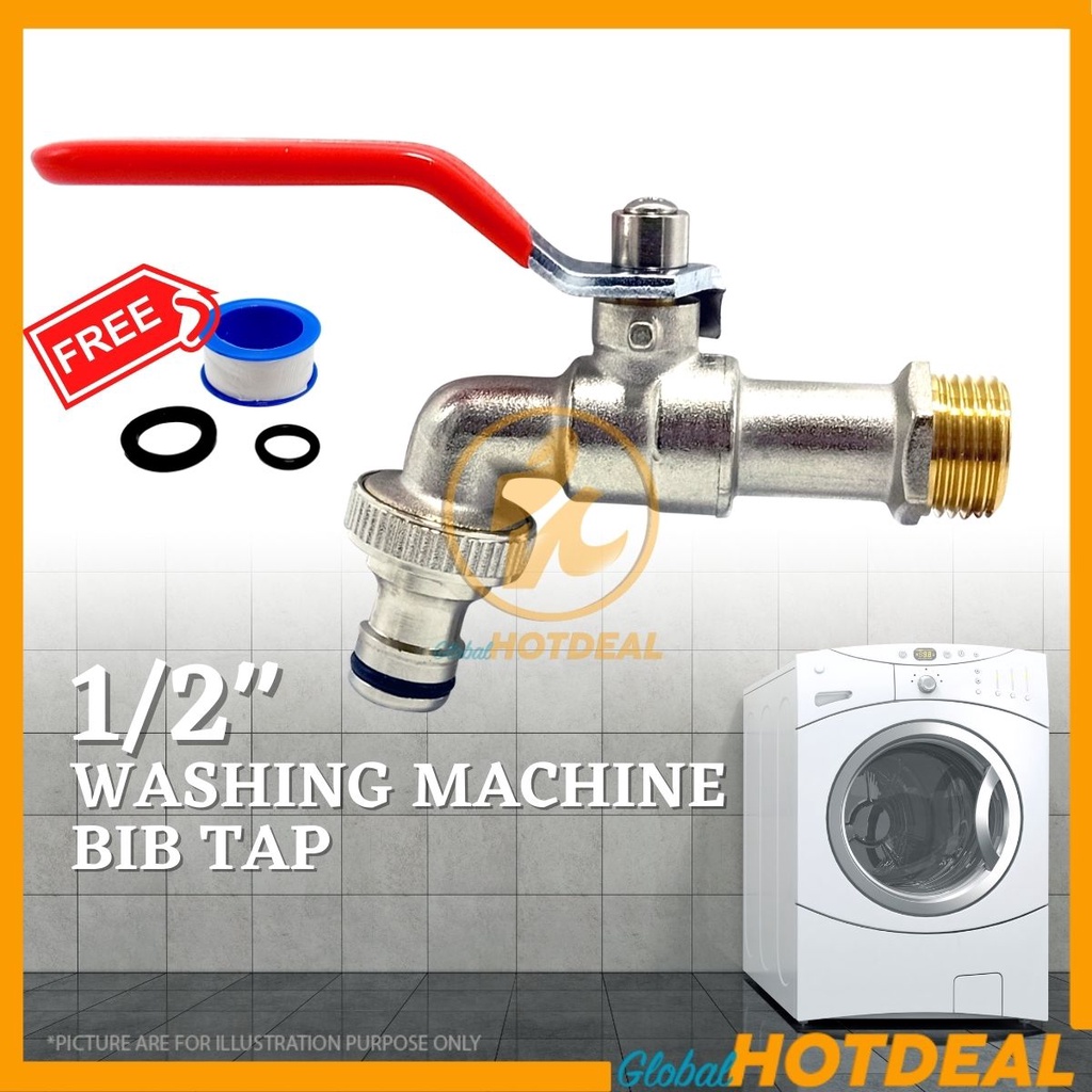 1/2" Brass + Epoxy Bib Tap Washing Machine Tap Faucet Valve Bib Tap Wall Mounted Tap Basin ...