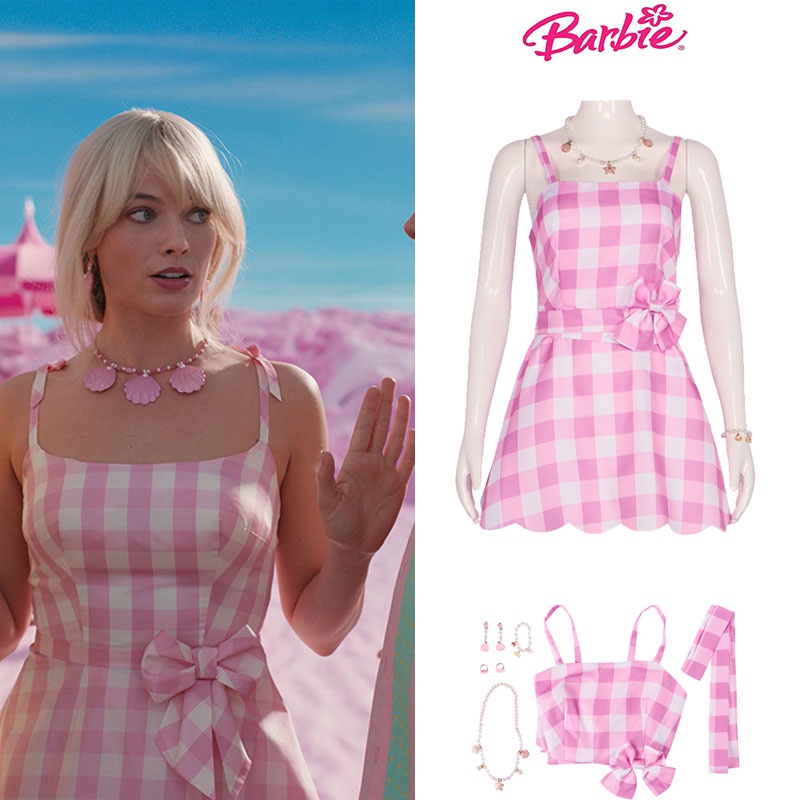 Movie Barbie Pink Girl Dress Costume Set Ken Beach Party Cosplay ...