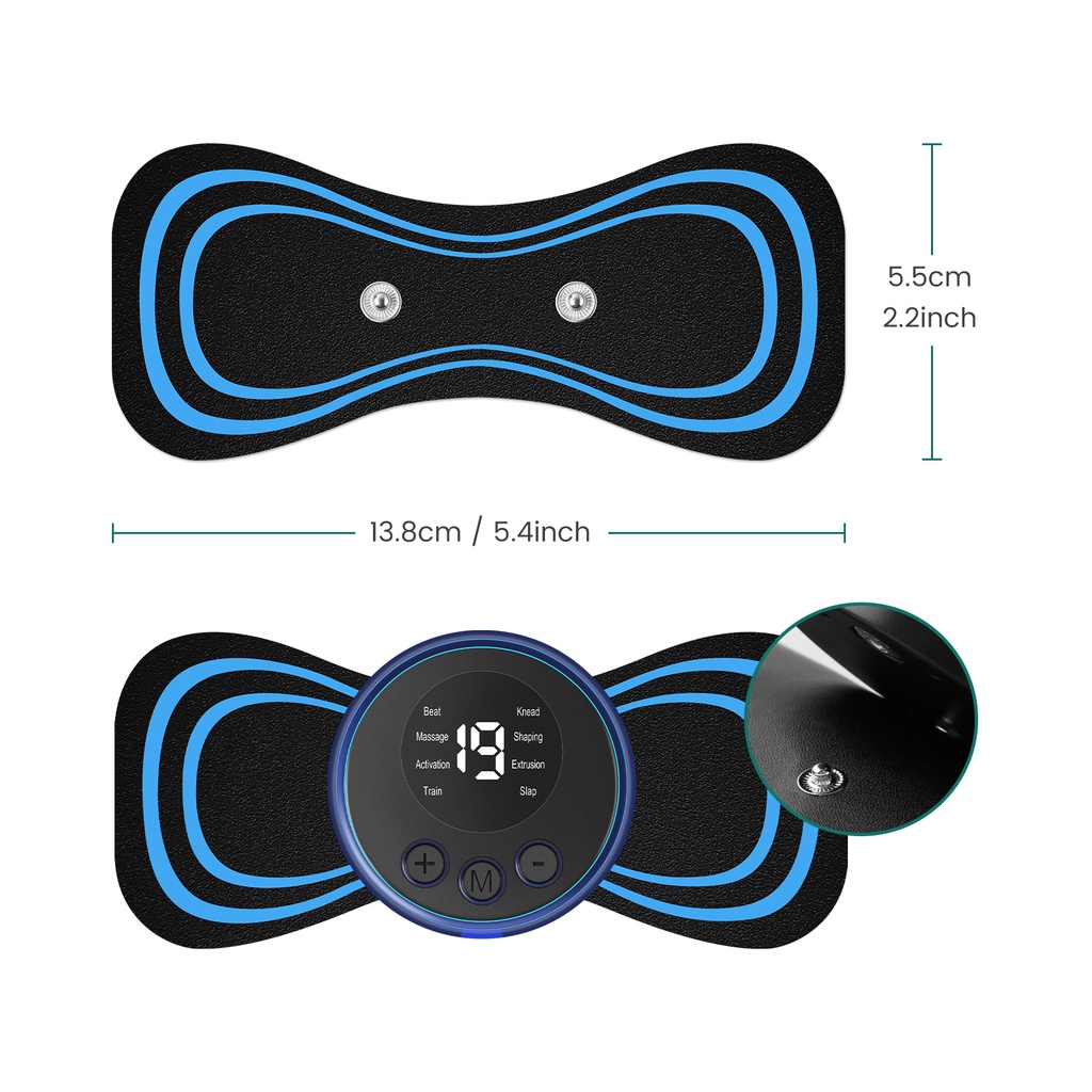 SALORIE EMS Cervical Massage Stickers USB Rechargeable Stimulator Neck ...