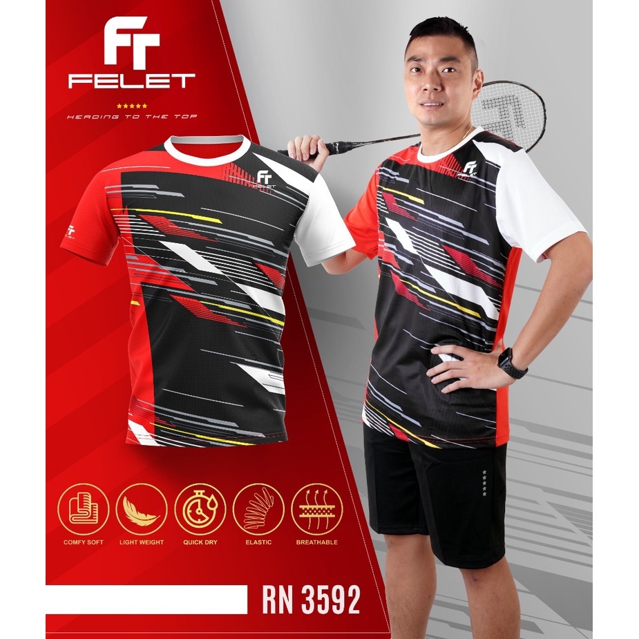 Felet Badminton Jersey Felet Jersey Round Neck Jersi Murah Shirts Tee ...