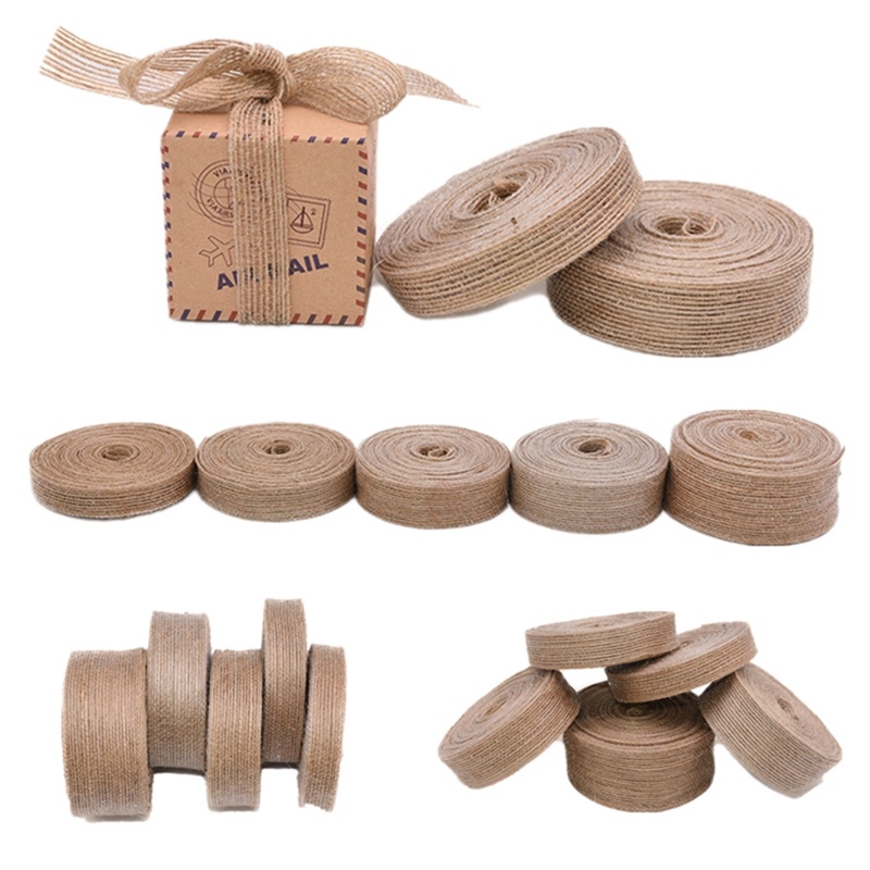 10m/roll Vintage Natural Jute Burlap Ribbon Gift Packing Hemp Rope Home ...