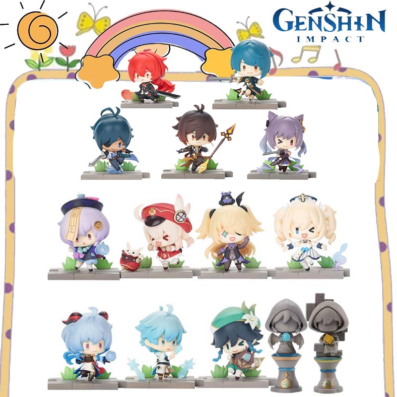 8CM Genshin Impact Game Kaeya Diluc Xingqiu Keqing Zhongli Figure Toy ...