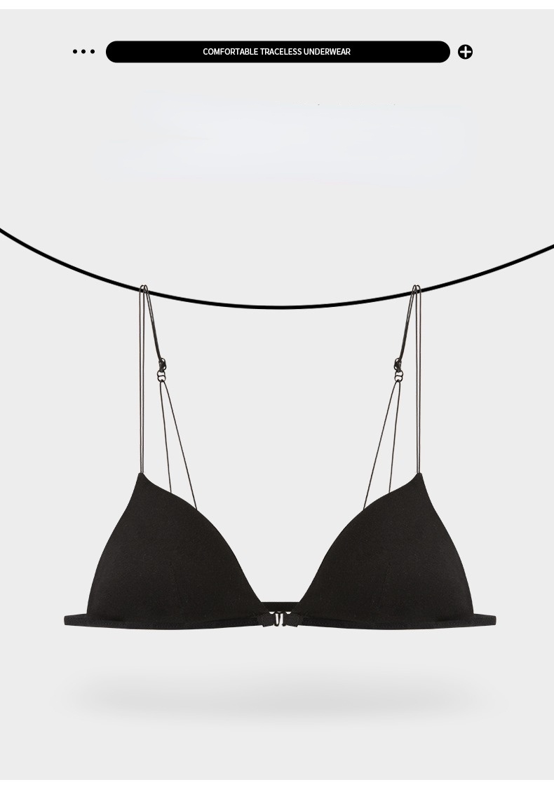 Beautiful back front button bra thin steel ring bra French triangle cup ...
