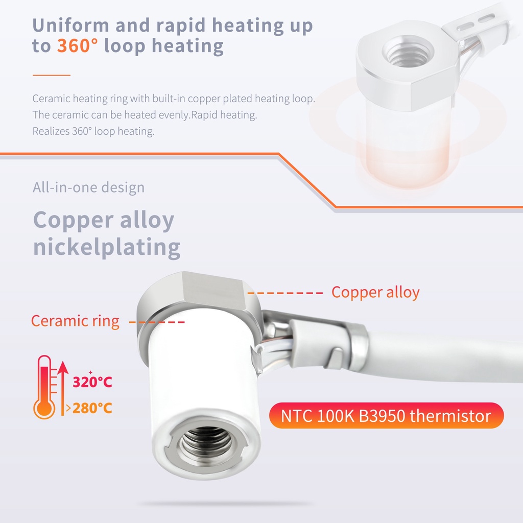 CHC KIT Ceramic heating core quick heating mini for ender 3 V6 hotend ...