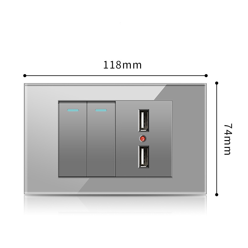 Tempered Glass Series Taiwan Dedicated Wall Switch Socket Light Switch ...