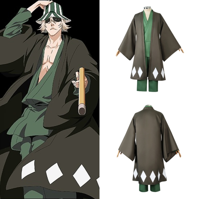 Urahara Kisuke Cosplay Costume Grey And Green Polyester Outfit For ...