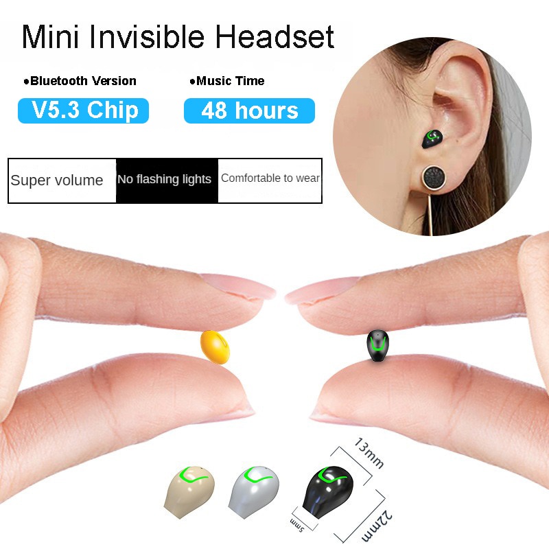 Mini Invisible Headset Bluetooth 5.3 in-ear Earphones TWS Wireless ...