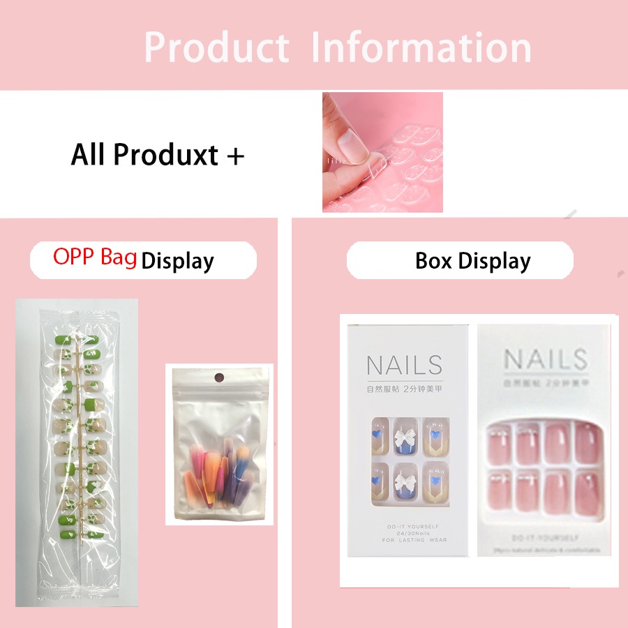 R672 24pcs Fake Nails Short Nail with Design Manicure Press on Nails ...