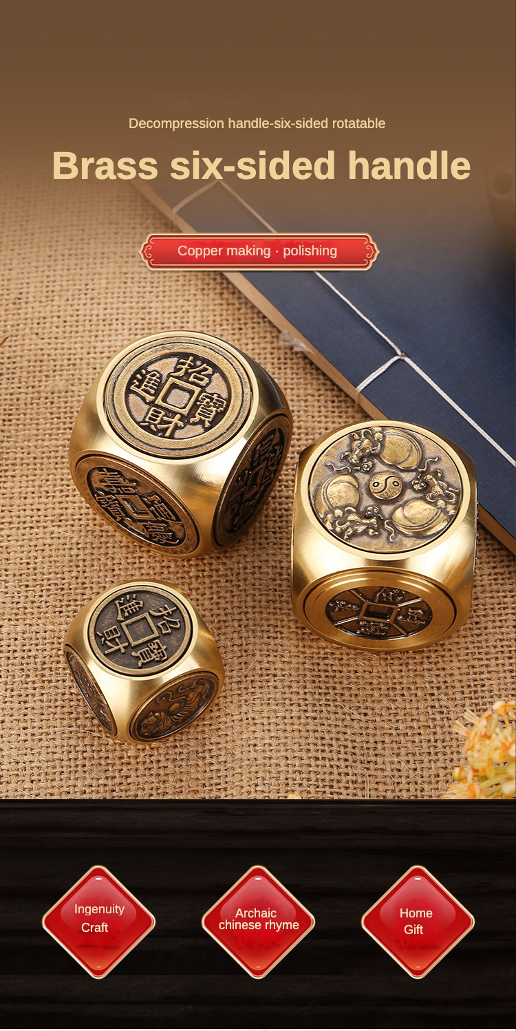 Six-faced Four Beasts Copper Fidget Spinner EDC Cube Antistress Fidget ...