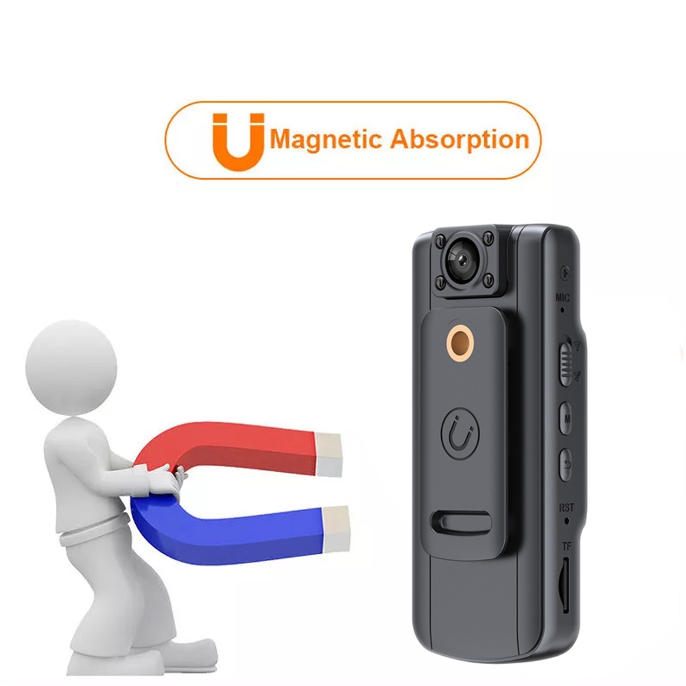 Mini Camera With 2K HD IPS Screen,180°Rotatable Len And Back Clip Full ...