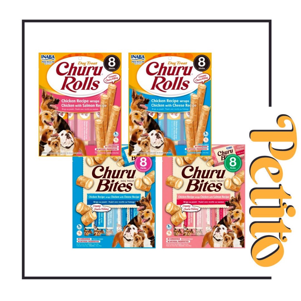 INABA Churu Bites/Churu Rolls Dog Treats 96g-(Chicken/Chicken Cheese ...