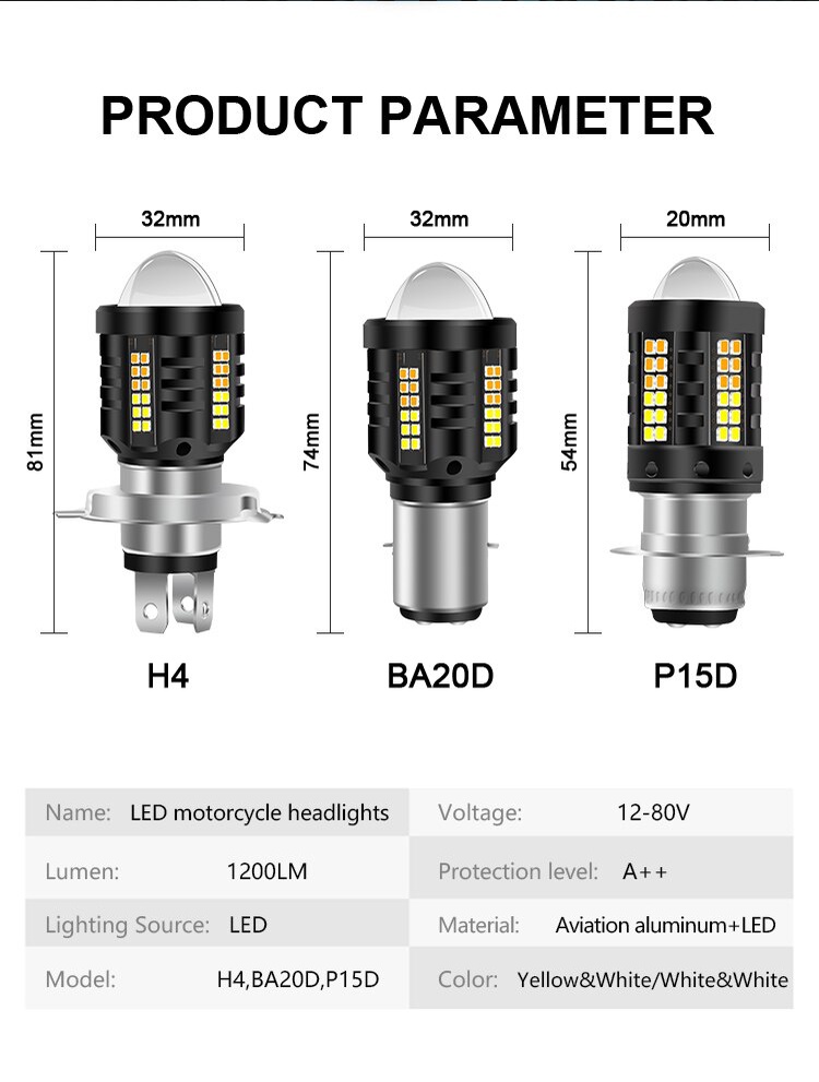 1Pcs P15d Ba20d H6 LED Motorcycle Headlight H4 Lens Signal Lamp Hi-Lo ...