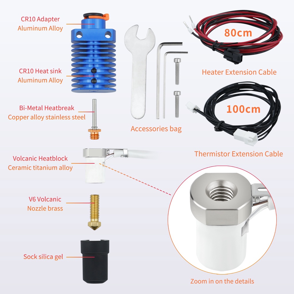 CHC KIT Ceramic heating core quick heating mini for ender 3 V6 hotend ...