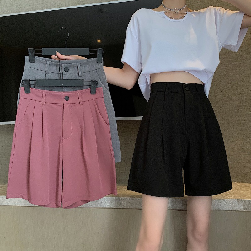 Lenbach Women's Loose High Waist Slacks Short Suit Pants | Shopee ...