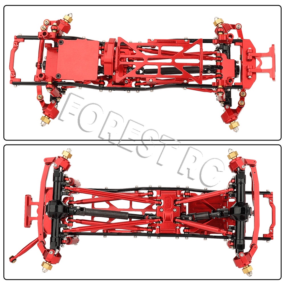 4WD Metal Full Chassis Frame Refit Kit with Front Rear Steering axle Bumper Wheels Hub Rim for ...