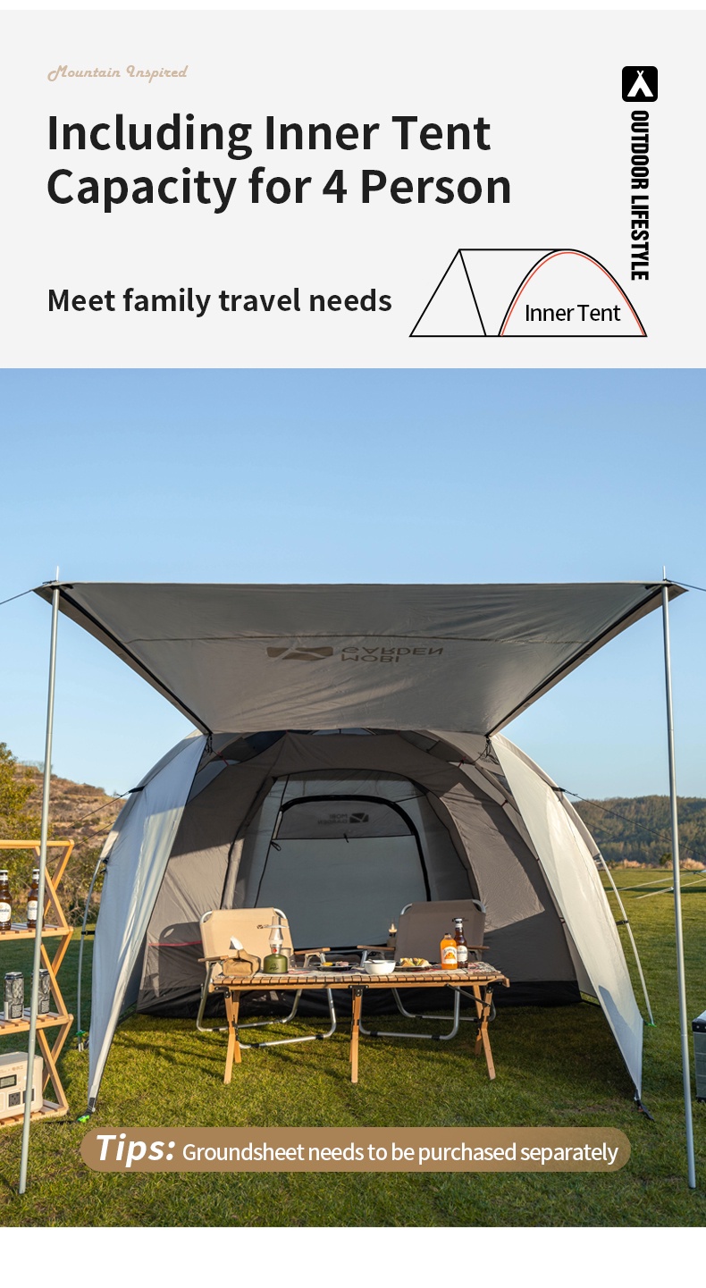 MOBI GARDEN Camping Tent Oxford Waterproof Big Space Family Glamping ...