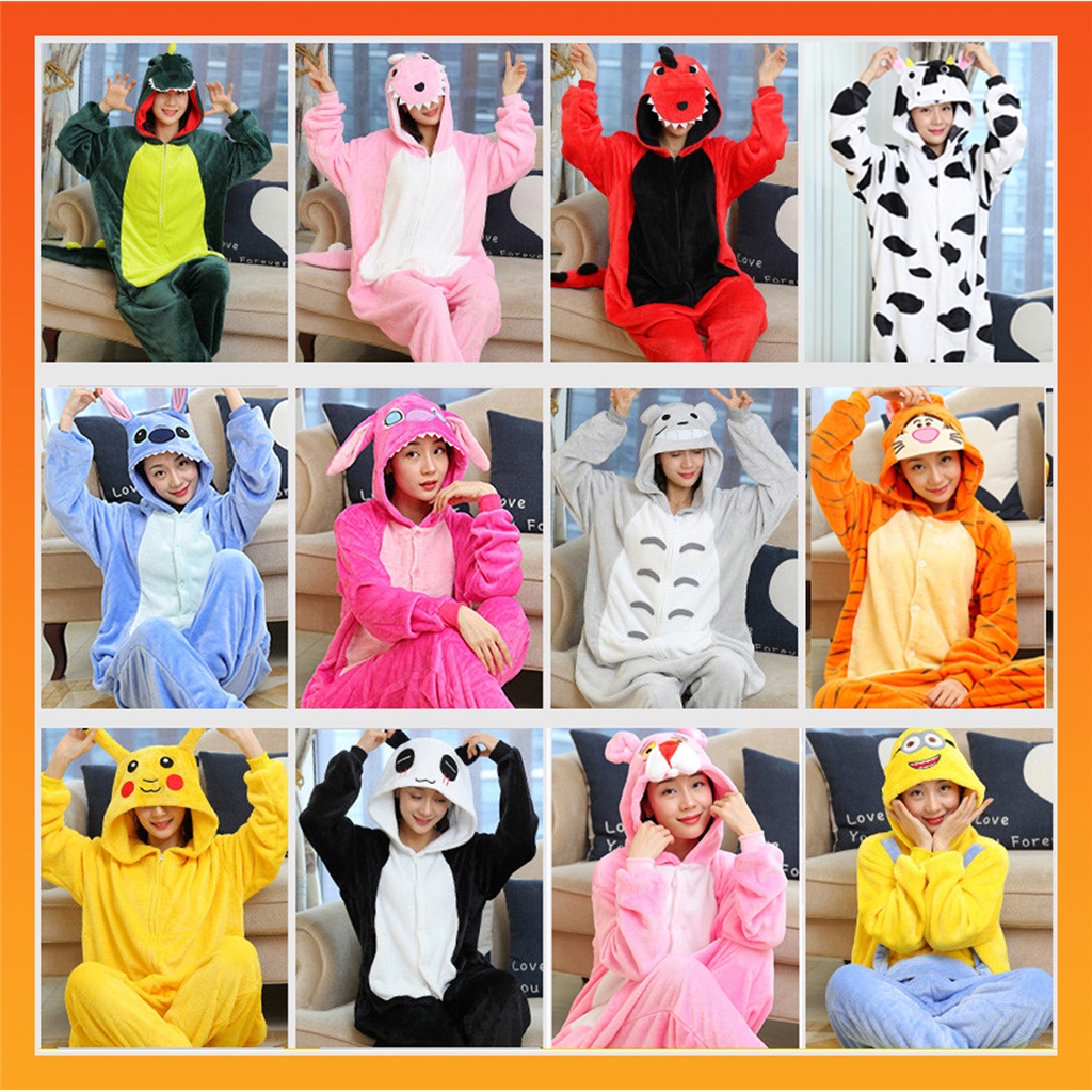 Kigurumi Cute Dinosaur Stitch Pikachu Cow Panda Totoro Tiger Panther Animal Cartoon Cosplay ...