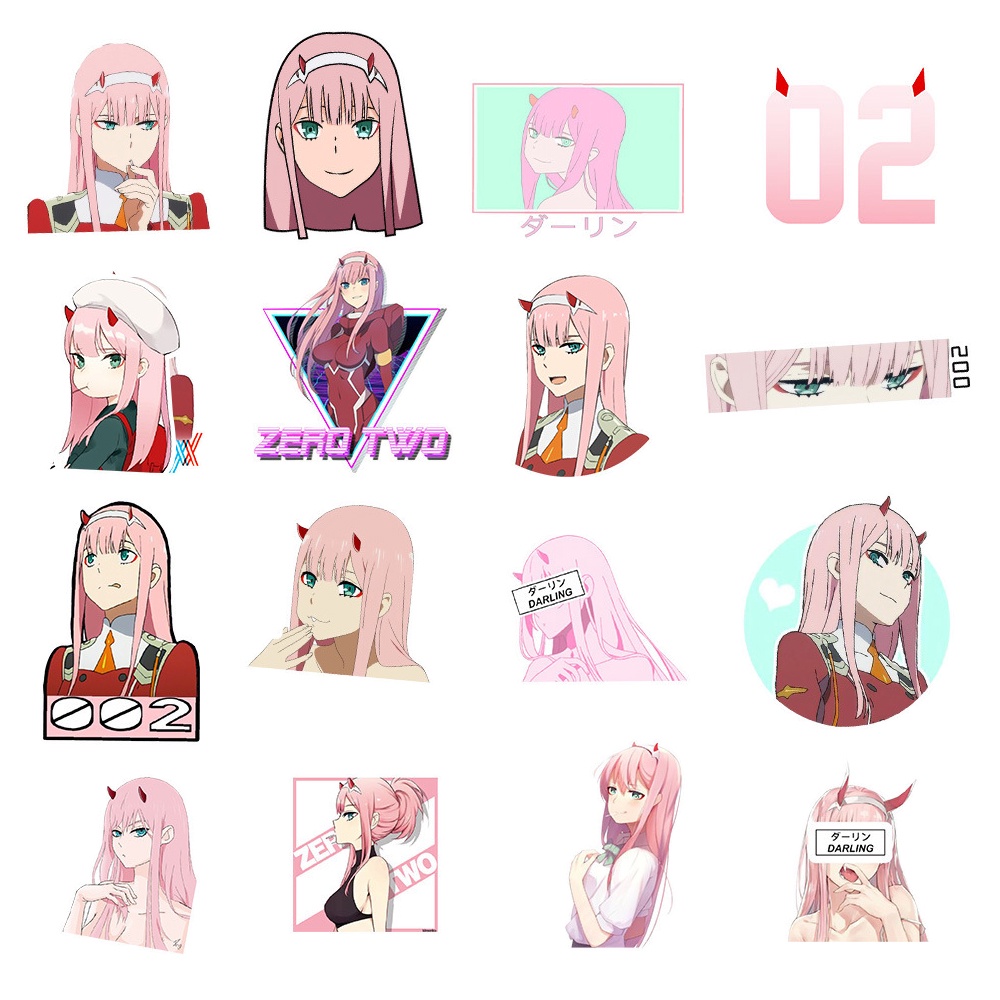 MUYA 50pcs Zero Two Anime Stickers Pink Girl Stickers Waterproof Japan ...