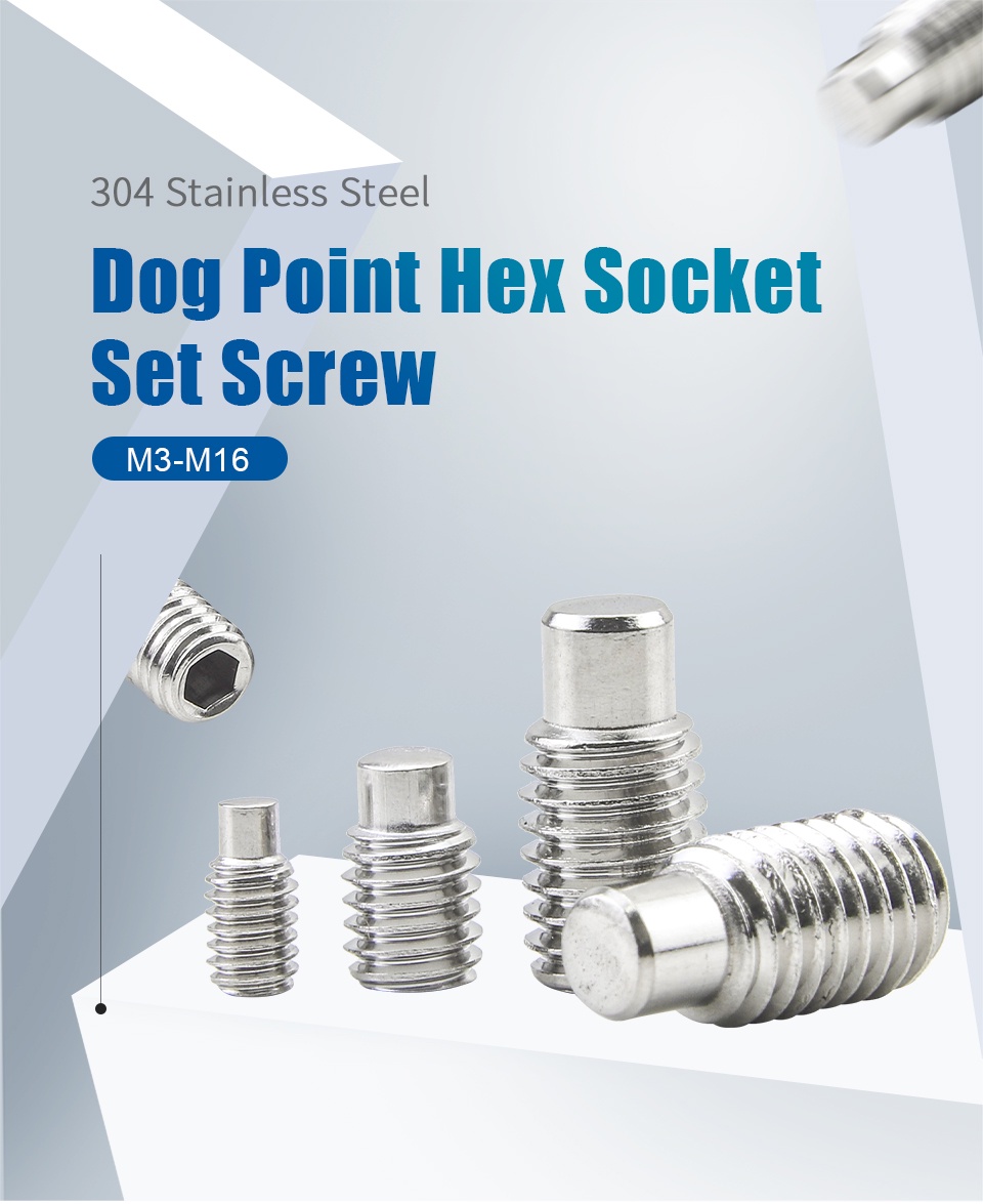 NINDEJIN 1-50pcs Dog Point Hexagon Socket Set Screws M3 M4 M5 Stainless ...