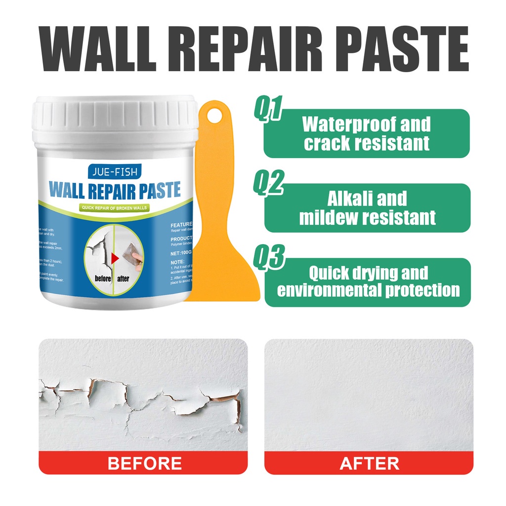 100g Wall Repair Paste Wall Mending Agent Cream Drywall Repair Kit Wall ...