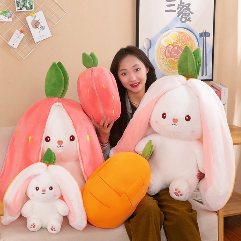 18-35CM Cute Fruit Rabbit Plushies Toy 2 In 1 Strawberry Rabbit Soft ...