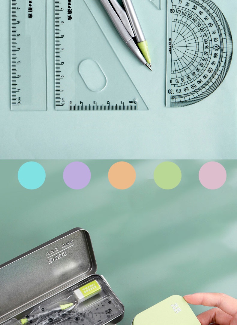 7pcs/Set Geometry Compasses//Triangle Ruler/Ruler/Protractor Exam ...