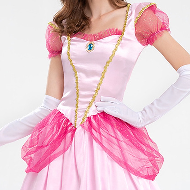 Princess Peach Pink Dress For Woman Super Mario Cosplay Costume Stage ...