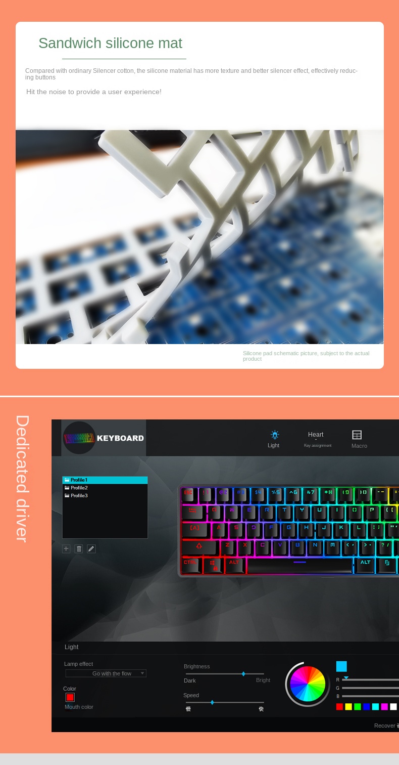 Lychee Gaming DK61 dk68 dk84 RGB Tri-mode Bluetooth Wireless Mechanical ...