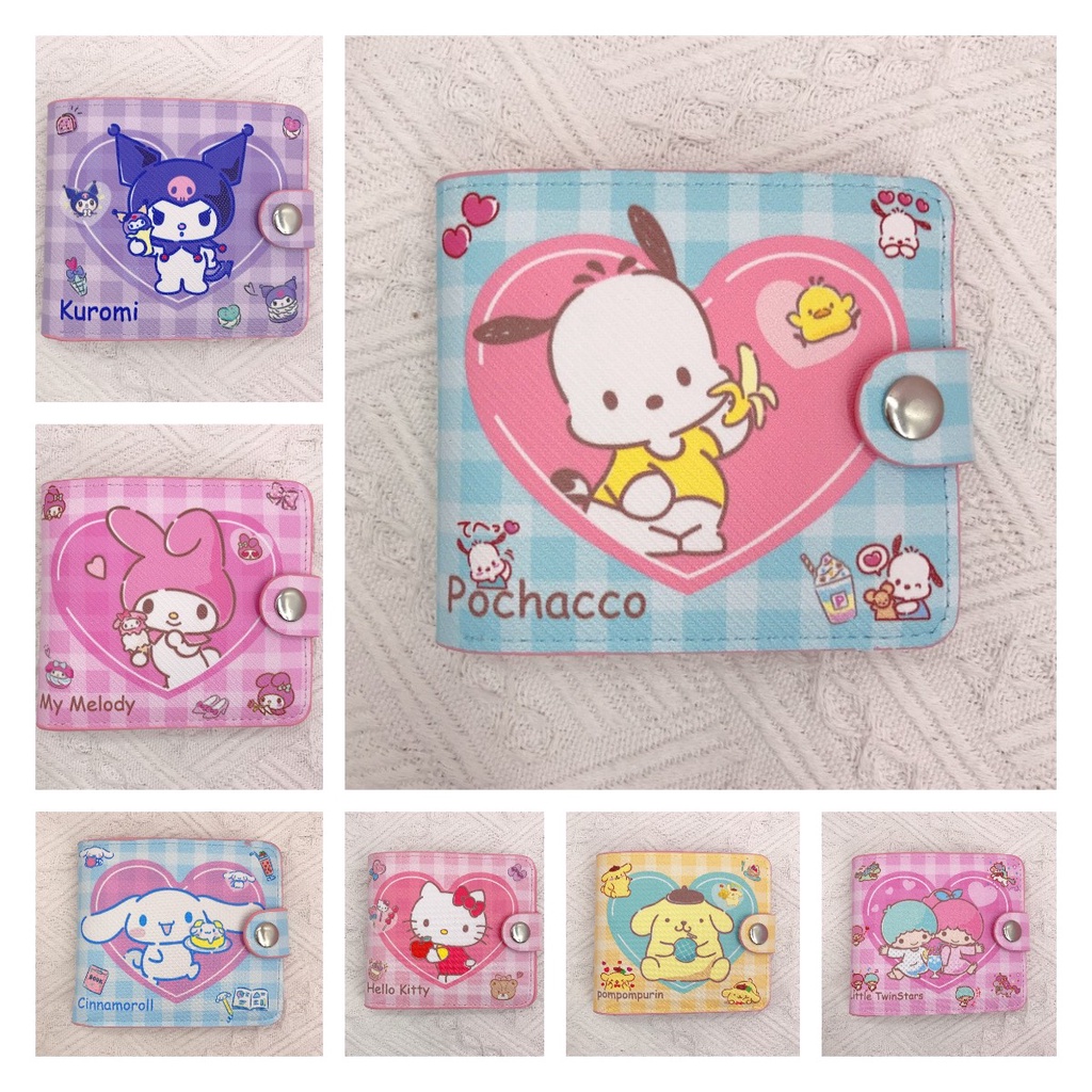 Sanrio Kuromi Melody Purin Cinnamoroll PU Leather Cartoon Wallet Print ...