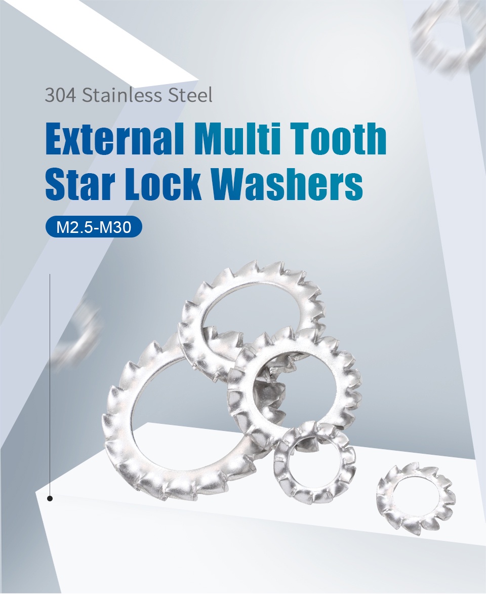 NINDEJIN External Tooth Lock Washers M3 M4 M5 M6 M8 M10 M12 M14 M16 M20 ...