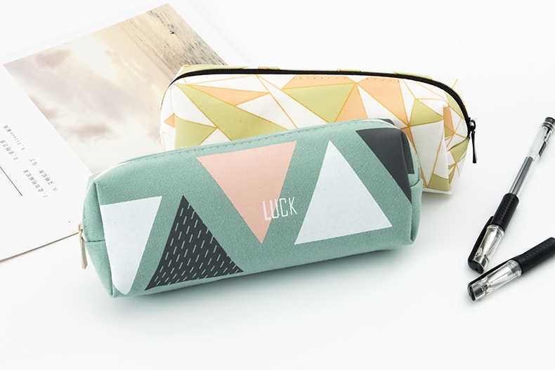 1 Pcs Simplified Geometry Triangle Block Series Student Pencil Bag ...