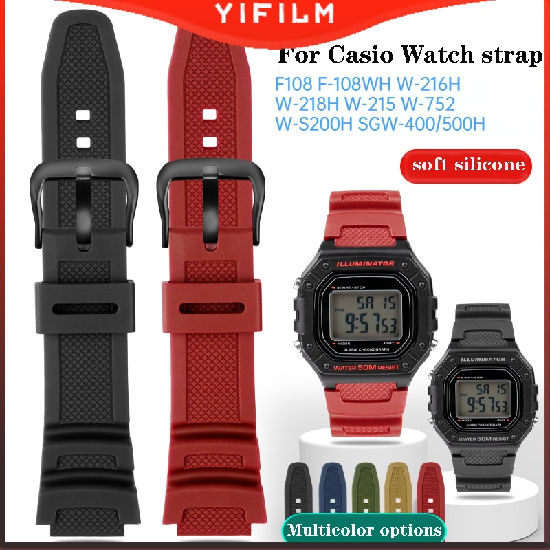 Rubber Watchband for Casio F108 F-108WH W-216H W-218H W-215 W-752 W-S200H SGW-400/500H ...