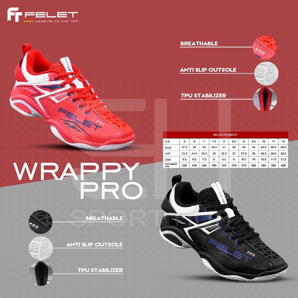 Felet New WRAPPY Pro Badminton Shoes Pro Series High End Kasut ...