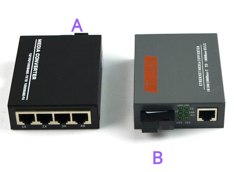 Gigabit Fast Ethernet Fiber Switch 4 RJ45 1 SC fiber Port and 1 RJ45 1 ...